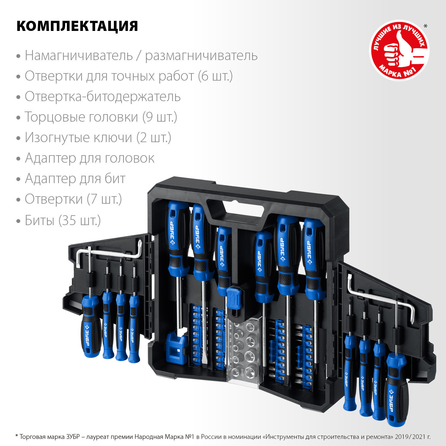 ЗУБР 63 предм, набор отверток, Профессионал (25243)
