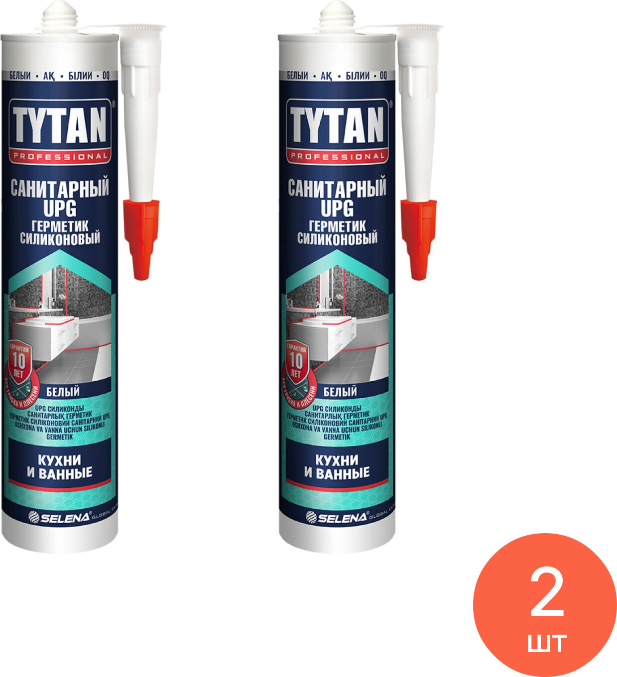 Герметик силиконовый TYTAN Professional / Титан Профессионал Санитарный UPG Кухни и ванные, белый, 280мл / строительство и ремонт (комплект из 2 шт)
