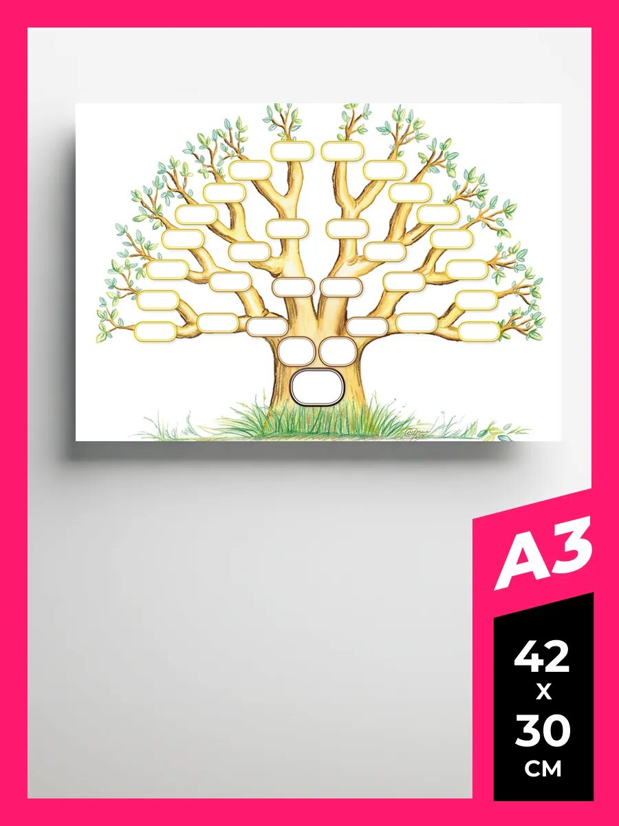 Плакат Семейное древо постер 10 A3, матовая фотобумага премиум качества