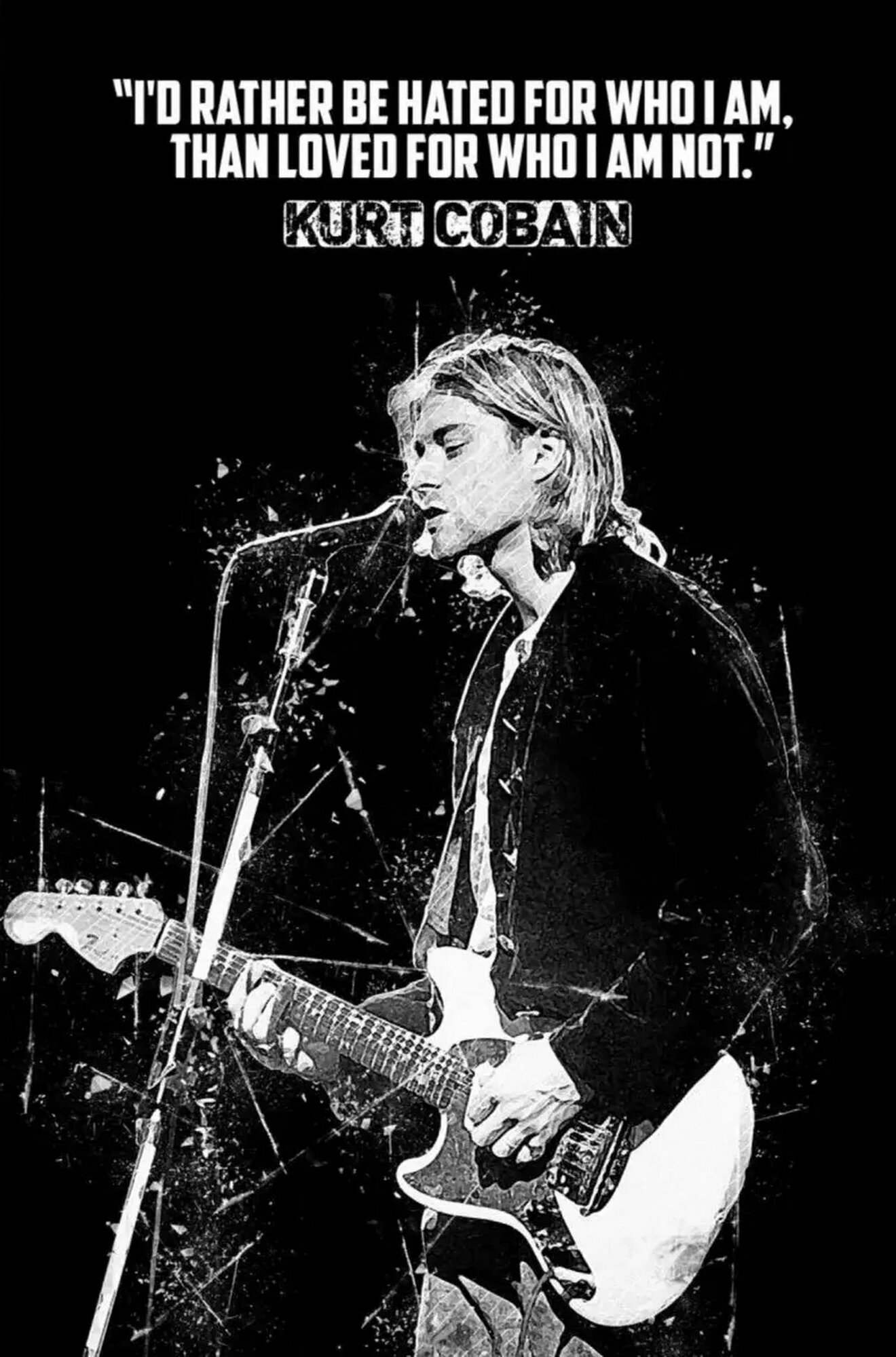 Плакат, постер Курт Кобейн. рок-музыкант, вокалист, гитарист. Нирвана на бумаге, размер 21х30см