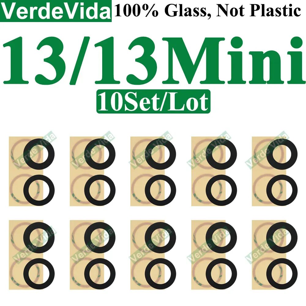 10 комплектов стеклянных линз для задней камеры A+ для iPhone 13 16 Pro Max 13Mini 14Plus 15Plus 15Pro 16Pro 11Pro 13Pro 12Pro 11Pro XS 12ProMax 10Set 13 13Mini