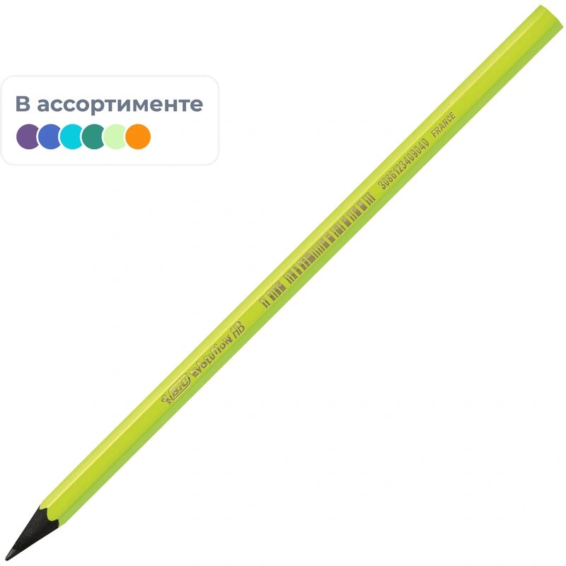 Карандаш чернографитный EVOLUTION FLUO пластиковый HB б/ласт.