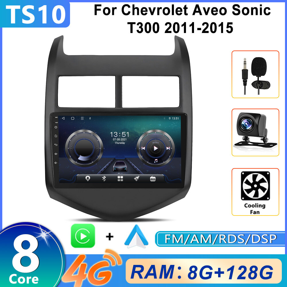 Android для Chevrolet Aveo Sonic T300 2011-2015/ Автомагнитола Андроид Шевроле Авео Соник Т300 2011-2015 4G-SIM Wifi Bluetooth Gps навигатор Мультимедиа автомабиля