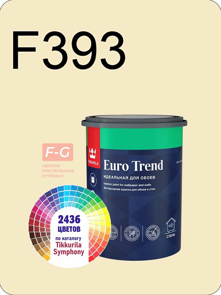 Краска для обоев Tikkurila Euro Trend 0,9л. светло-пастельные оттенки F393