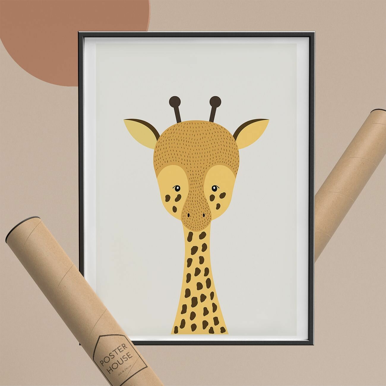 Постер Детский, Жираф 60х80 см без рамы/ Минималистичный эстетичный плакат в детскую