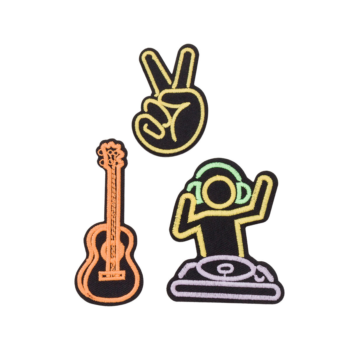 Термонаклейки на одежду светящиеся в темноте, набор 'Диско музыка', 3 штуки/упаковка, Hobby&Pro