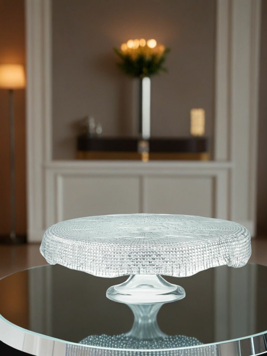 Стеклянная подставка для торта (тортница) на ножке DIAMANTE от IVV Италия 26 см