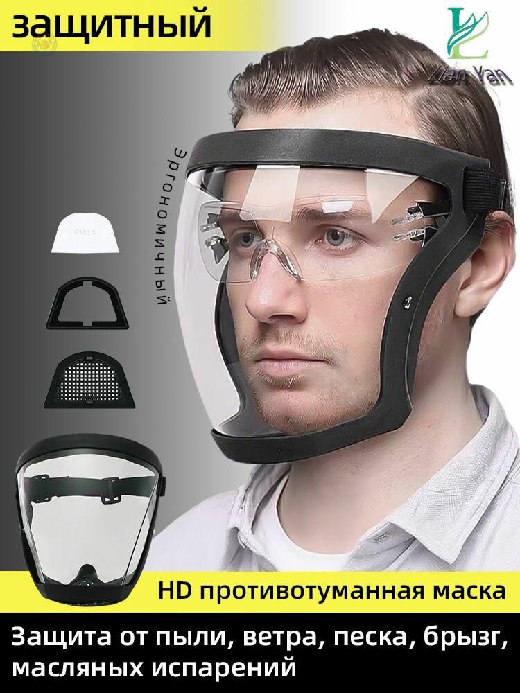 Универсальный защитный щиток для лица 180° PET-экран — прозрачная маска для болгарки, триммера и бензопилы для мастерской