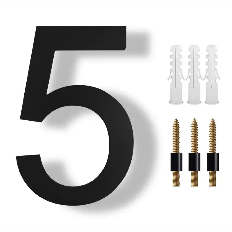 Черные акриловые плавающие цифры для дома 8 дюймов, Black No.5