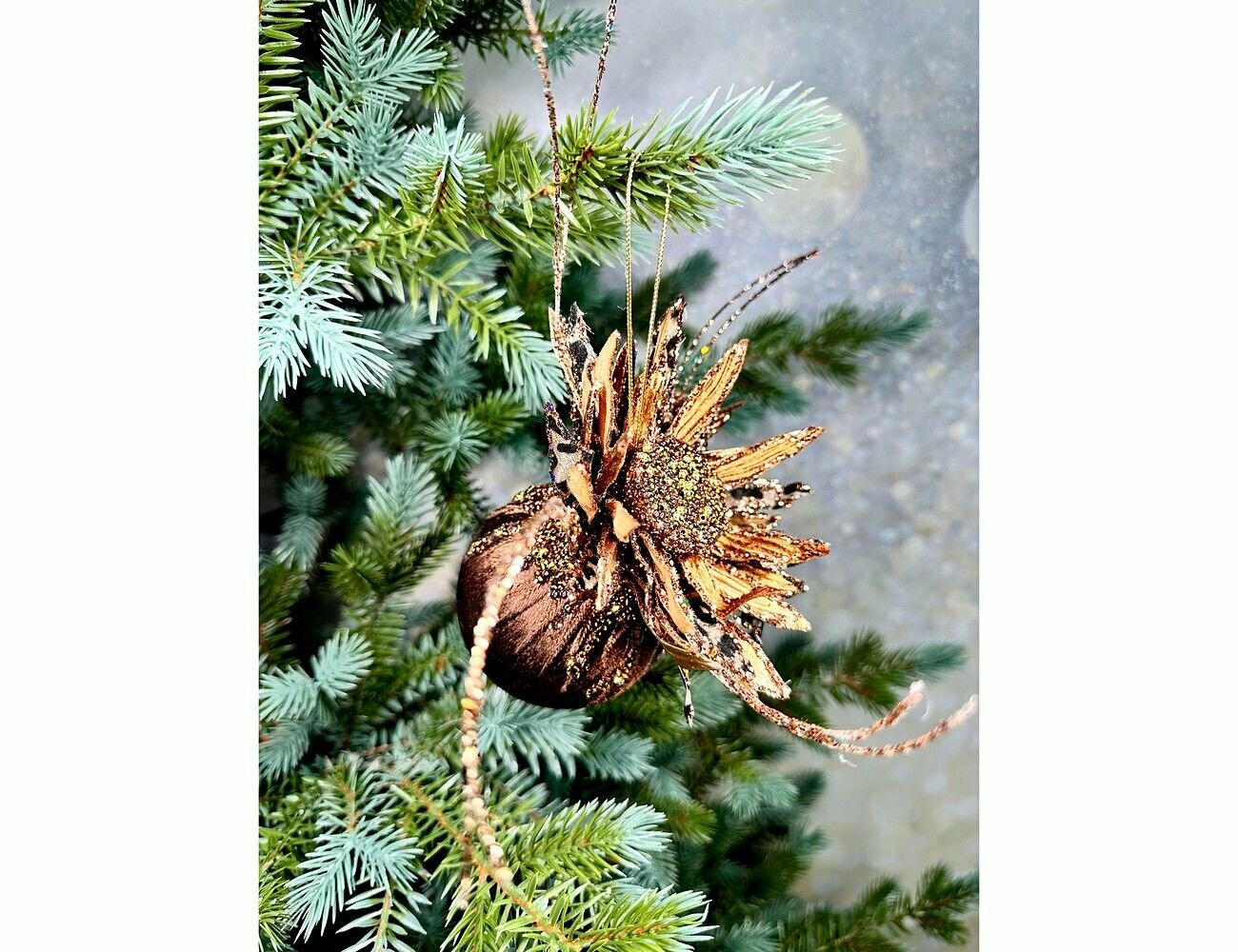Ёлочный шар цветочная фантазия, коричневый, 10 см, Кристмас Делюкс (Christmas Deluxe) 86536