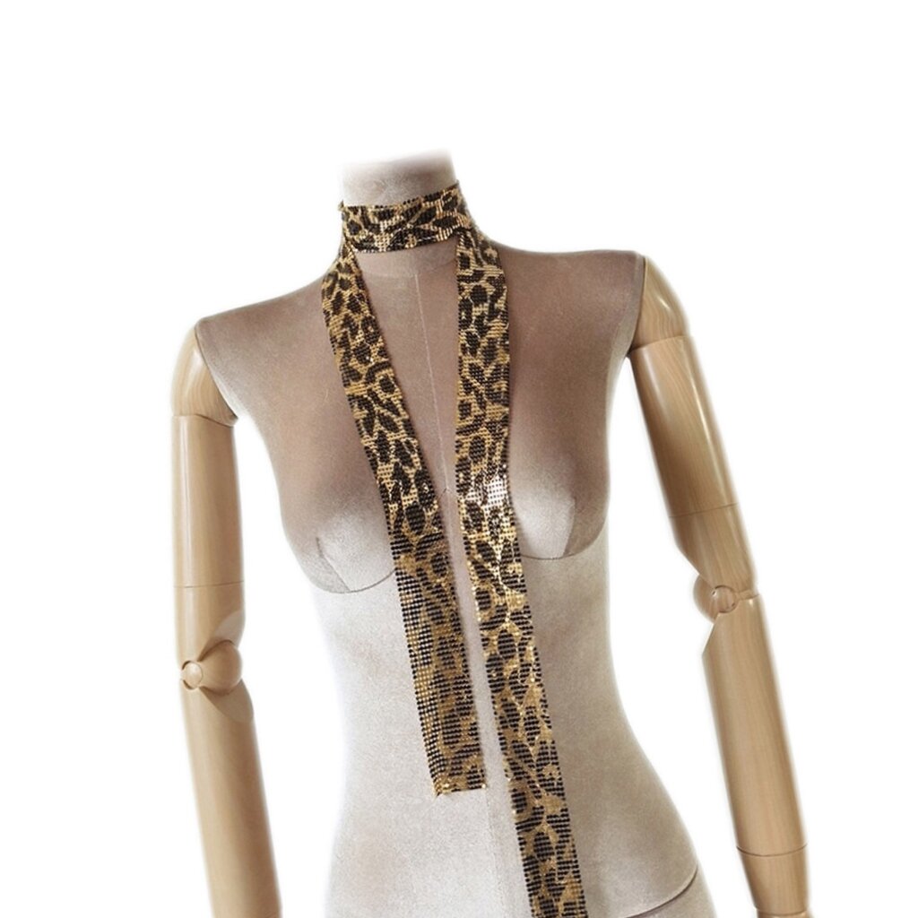 Leopard Pattern Sequins Mesh Scarf Breathable and Comfortable Silk Scarf For Various Parties And Music Festival