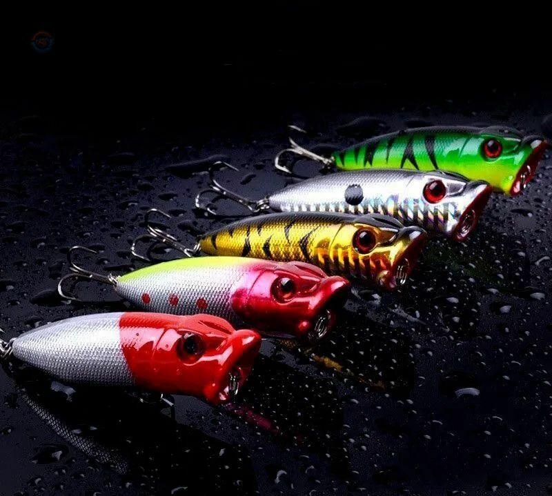 Набор воблеров попперов 6.5 см 10 гр 6 шт в пластиковой коробке для ловли щуки и окуня