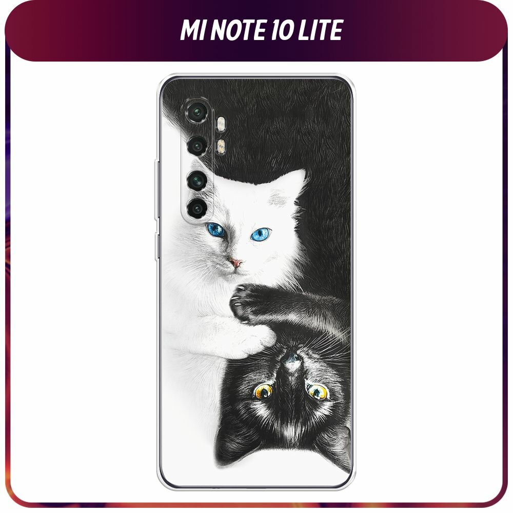 Чехол на Xiaomi Mi Note 10 lite / Сяоми Ми Нот 10 лайт с принтом "Коты Инь-Янь"