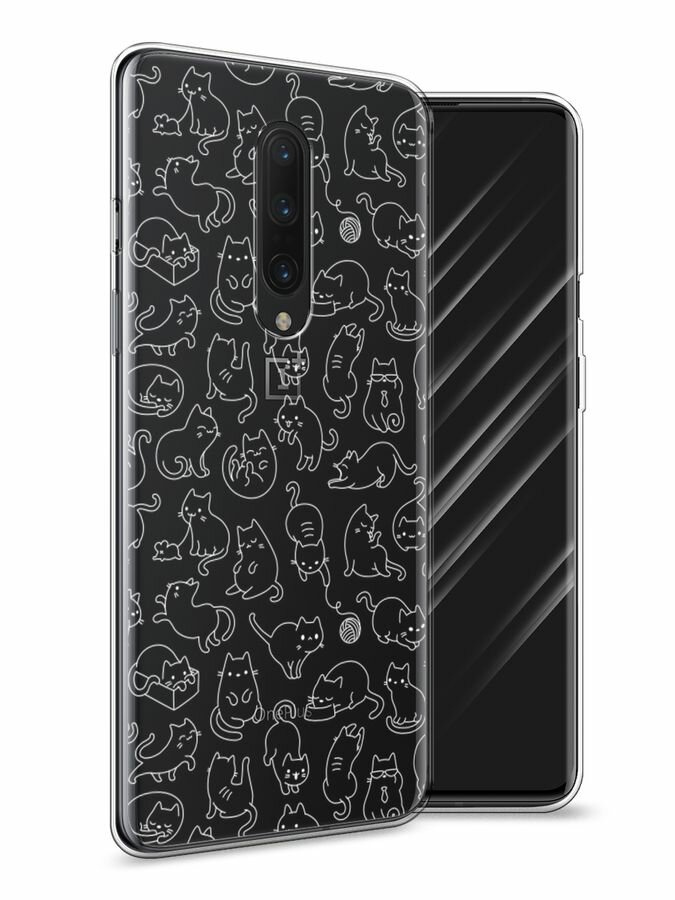 Чехол на OnePlus 8 / ВанПлас 8 с принтом "Шкодливые котики линии", прозрачный