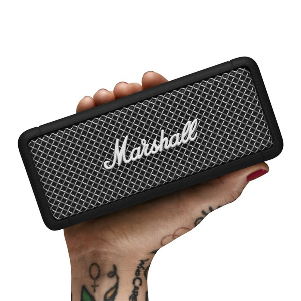 Marshall EMBERTON Wireless BT 5.0 Speaker IP67 Waterproof Type-C Charging Port Black Multi-directional Control Buttons Speaker for Home Battery 3300mAh Frequency response 60Hz-20KHz Signal to noise ratio >80dB Wireless range 10m Speaker size 160*76*68mm