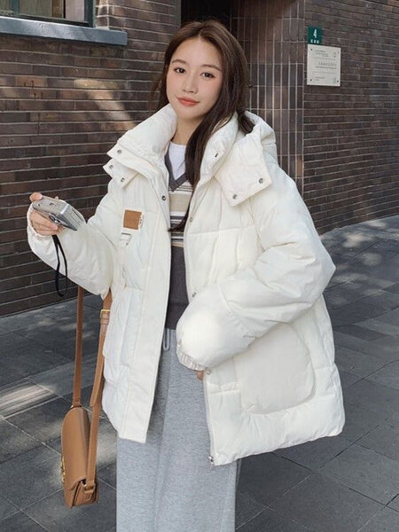 Куртка Женский Капюшон белый капюшон Лавсан, Поролон