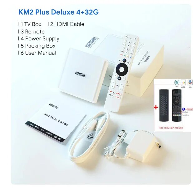 GTMEDIA Mecool KM2 Plus Deluxe Android 11 ТВ-приставка Европейская вилка (EU Plug), DELUXE box with MX3