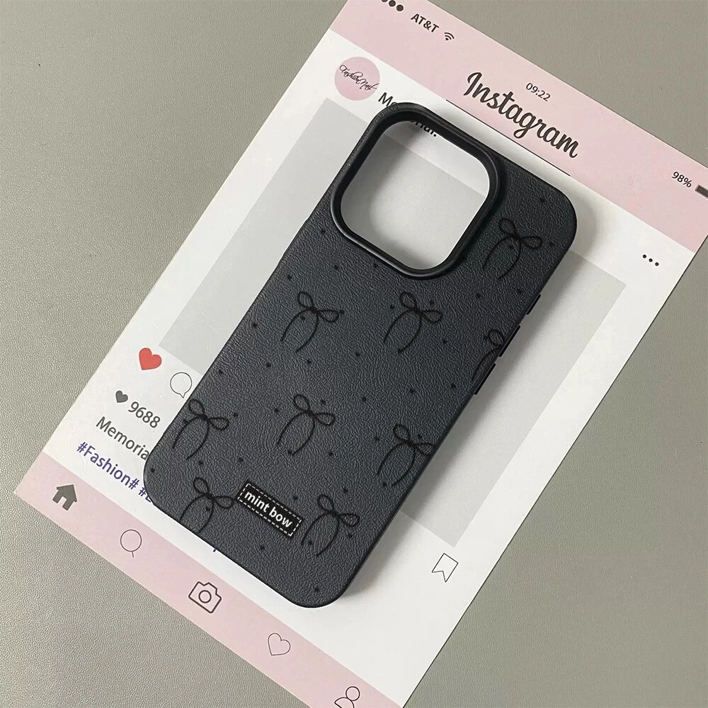 Чехол для телефона с бантиком и черной биркой для iPhone 17, 16, 14 Черный, black4, For iphone 13