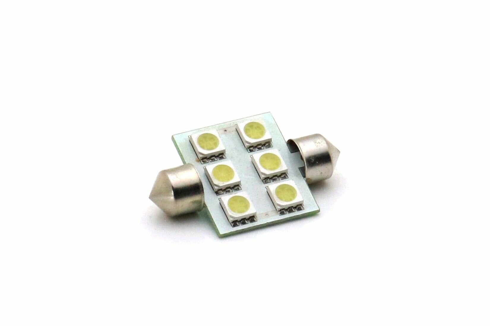 Лампа 12 В T11х36, 6 светодиодов 5050SMD, двухцокольная, подсветки, белая