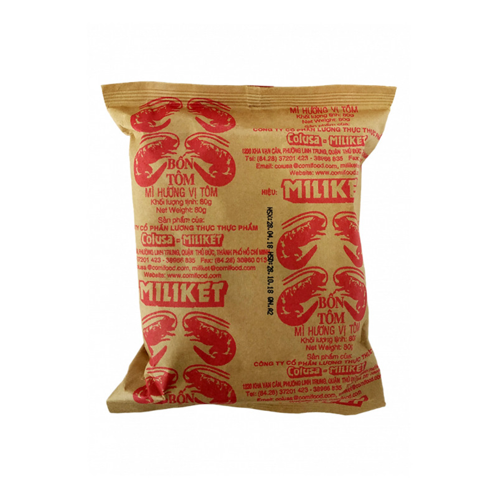 Лапша быстрого приготовления MILIKET Бон том со вкусом креветки 80 г, Вьетнам