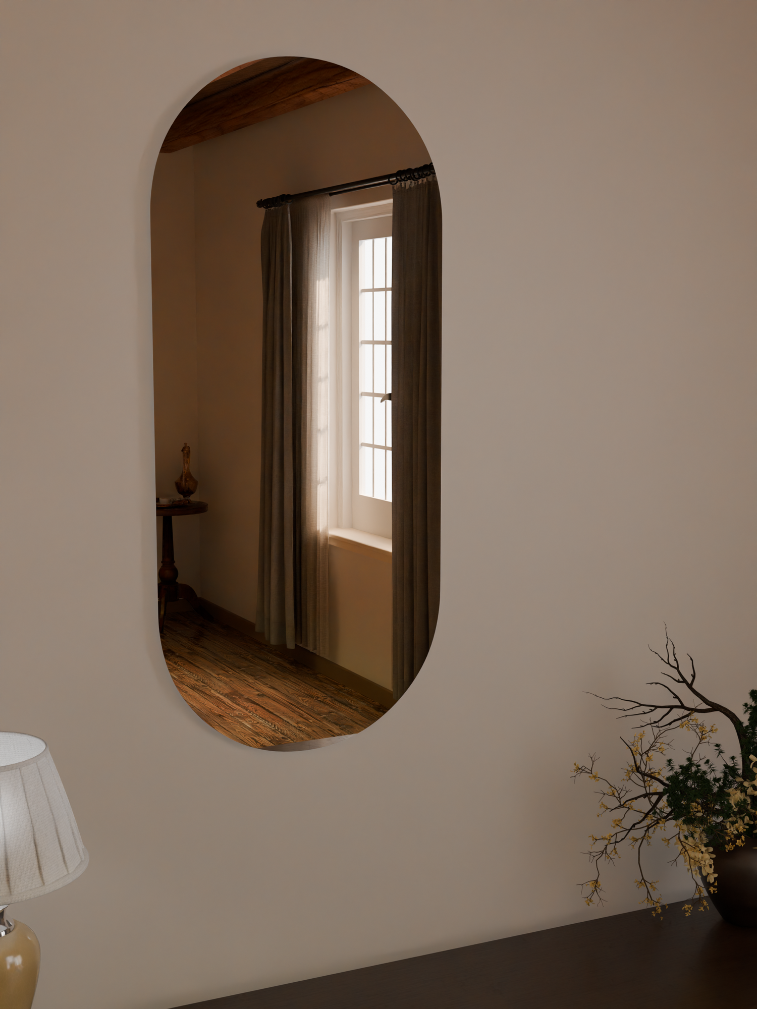 Зеркало настенное 45х77, капсула, в ванную/прихожую, интерьерное