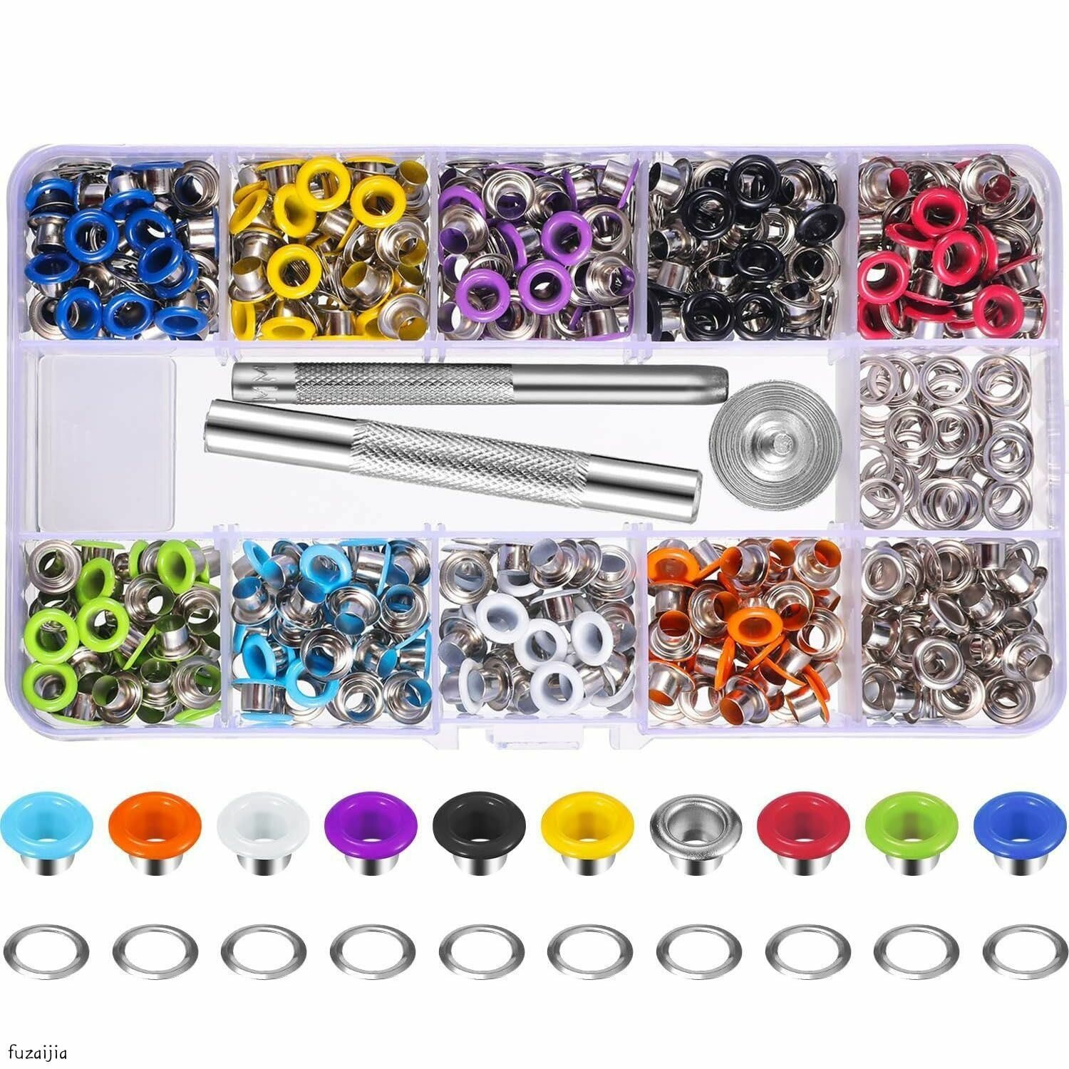 Люверсы с инструментом для установки, для пробивания отверстий, 400 компл, диаметр 5мм,10цвета, набор аксессуаров для шитья