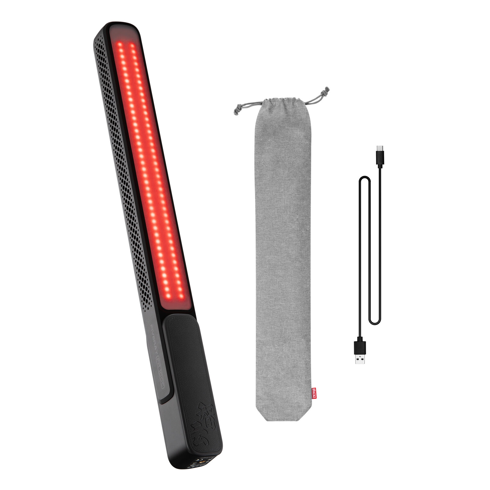 FIVERAY FR100C ручная RGB светодиодная палка 100W LED видеосвет 2700K-6200K регулируемая яркость CRI96+ TLCI97+ встроенная батарея 25W PD быстрая зарядка с USB кабелем сумка для влога и прямой трансляции