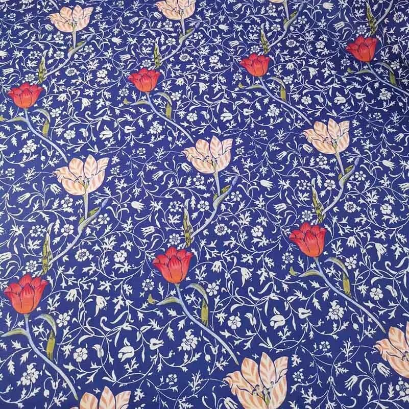 Ткань William Morris винтажные цветы 100% хлопок Синий, W 25