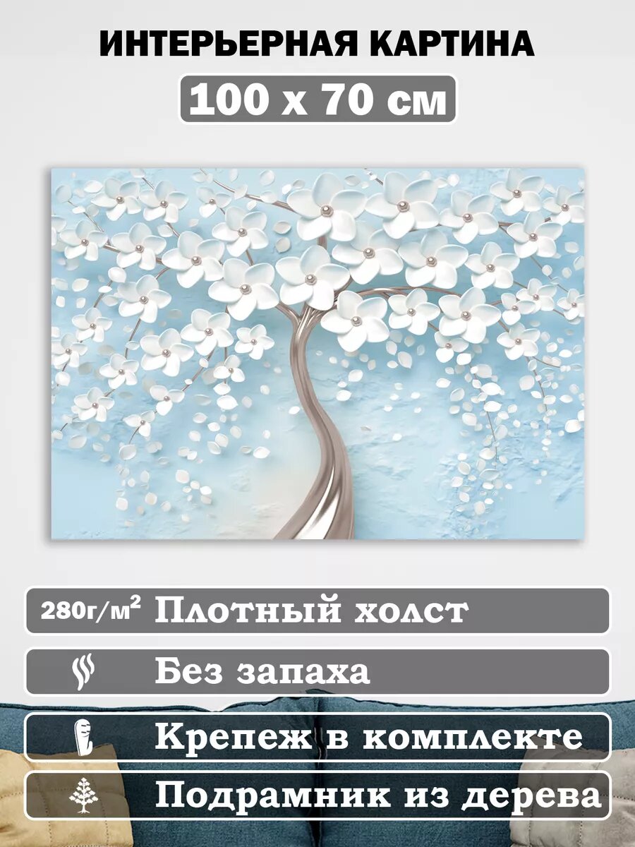 Картина на стену большая 100х70 на холсте для интерьера