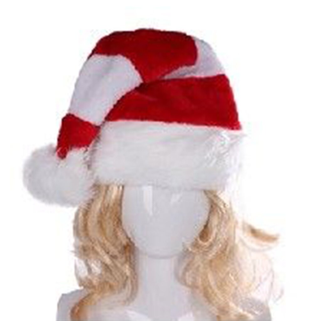 Полосатая шапка Санты с белым меховым краем для вечеринок и костюмов