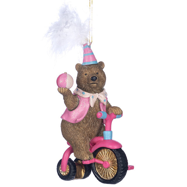 Елочная игрушка Цирковой Медведь Балу на велосипеде 11 см, Goodwill, MC38351-1