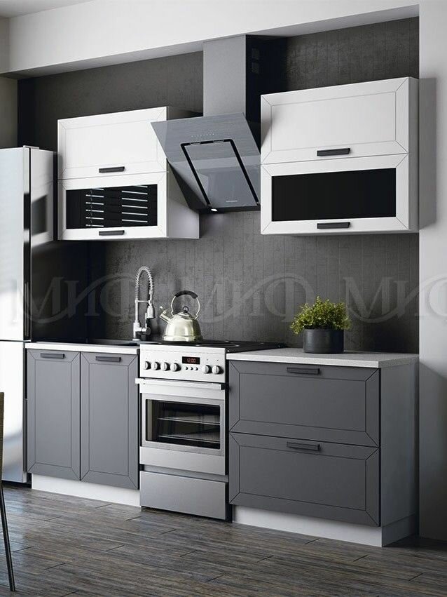 Кухонный гарнитур 1,6м (к.2) Монако белый снег софт/графит софт, белый, МИФ