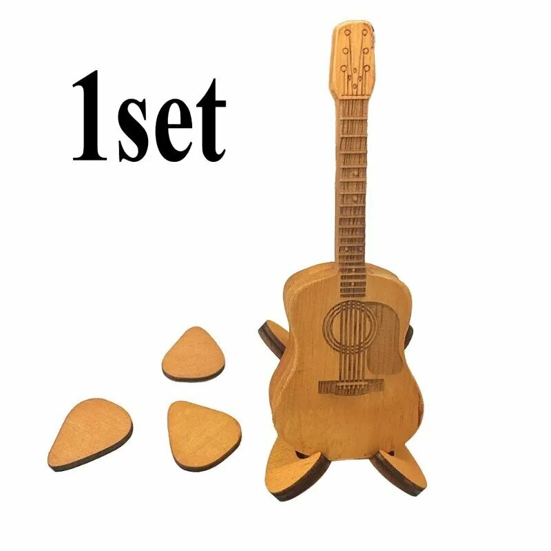1 набор миниатюрного симуляции акустической гитары и весел, подходящих для использования в качестве украшений кукольного дома