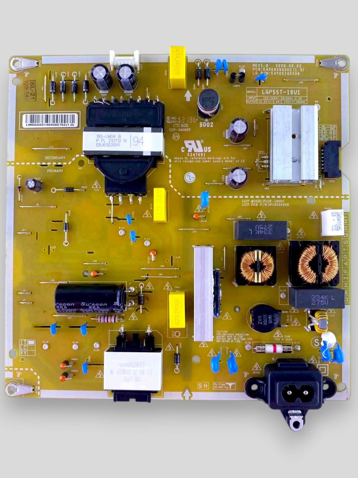 Блок питания PSU: EAX68284302(1.0) EAY65149308 REV1.0 LGP55T-19U1 для телевизора LG 55UP75006