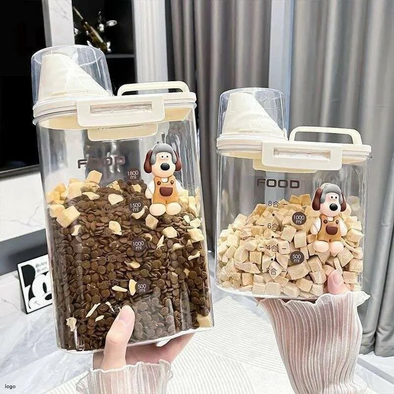 LCКонтейнеры для хранения кормов для животных, сухого и влажного корма для кошек и собак, с дозаторами