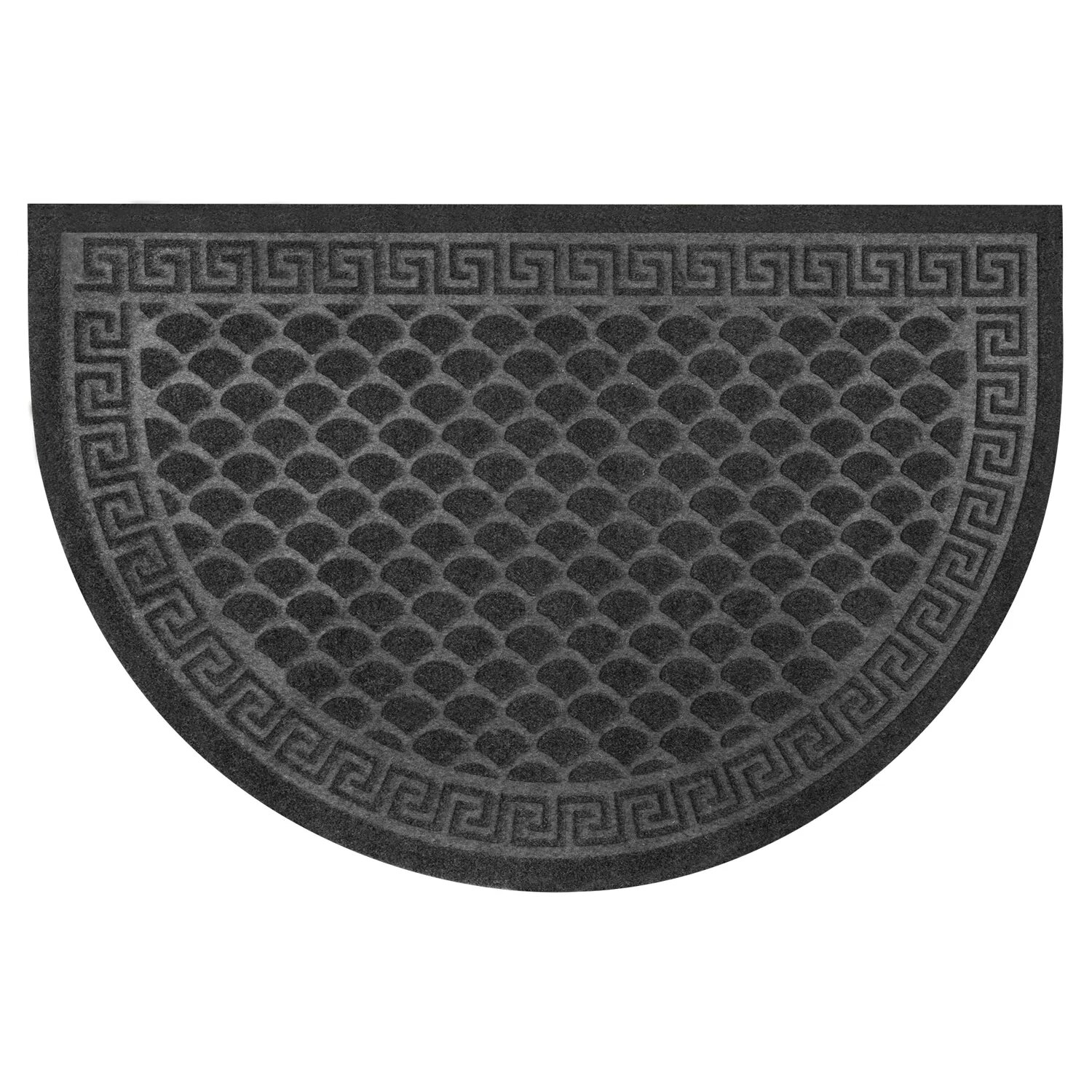 Коврик придверный 6090 см, серый, грязезащитный, 430 г/м2, полукруг, фактурный рисунок чешуйки, любаша, 701052