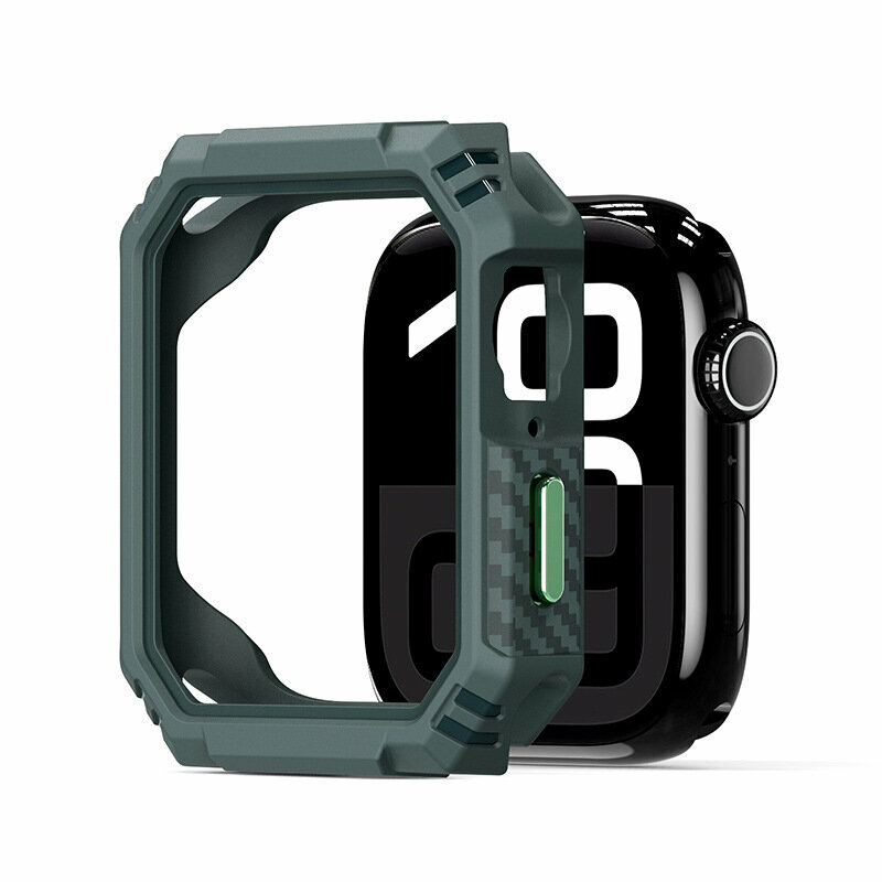 Зеленая и зеленая защитная оболочка для Apple Watch Series 7/8/9 41 мм, из ТПУ, с антицарапинной защитой