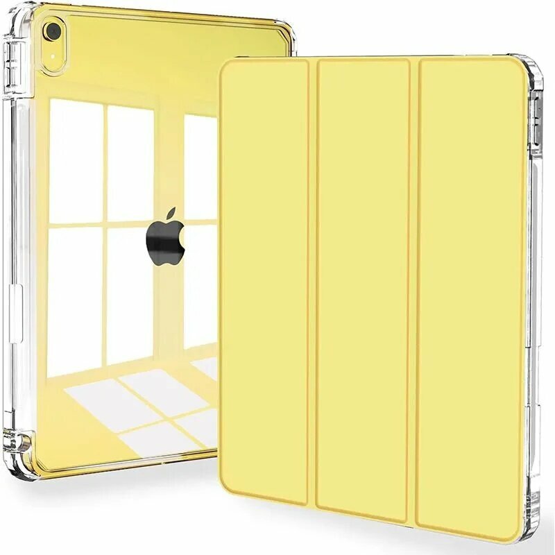 Чехолдля планшета iPad 11 (А16,2025) iPad 10(10.9 ,2022) C отделением для стилуса из мягкого силикона с усиленными углами и прозрачной крышкой.