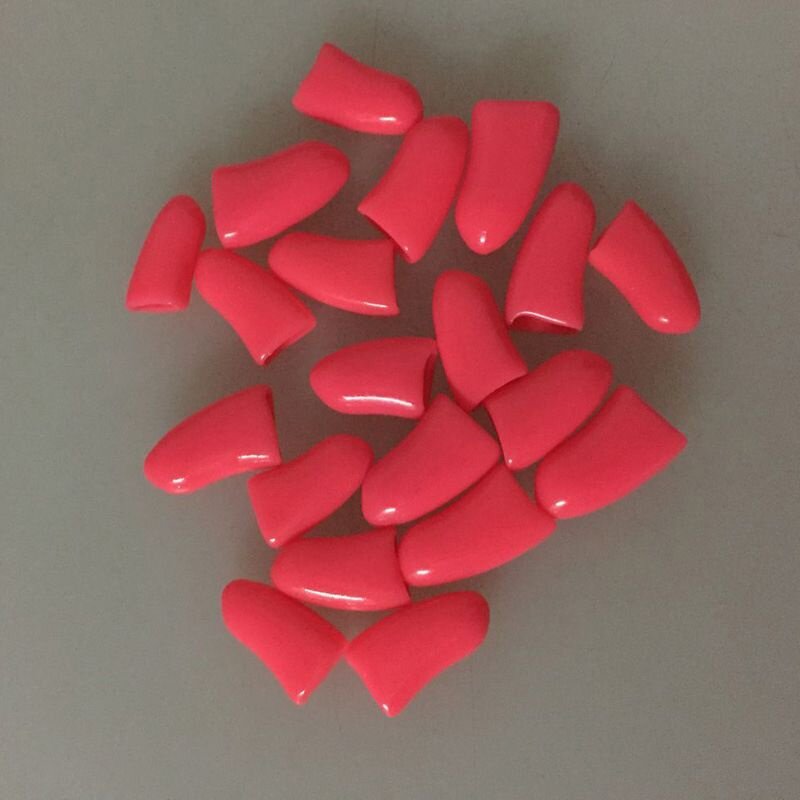 Стильные и безопасные капы для ногтей домашних животных, 20 шт. с клеем, розовый красный - XL