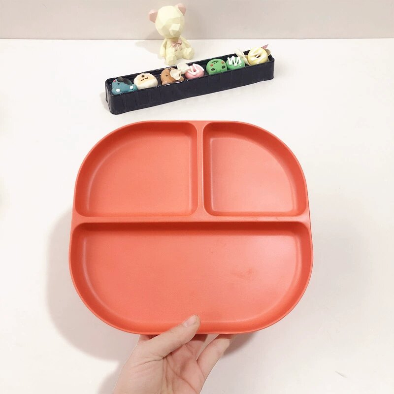 Детская тарелка A5 с разделителями, экологичная однотонная тарелка с 3 секциями для школьников и детского сада,