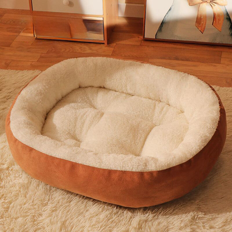 Кросс-бордерное овальное гнездо для кошек и собак, утепленное зимнее ложе для маленьких питомцев, теплый коврик для сна