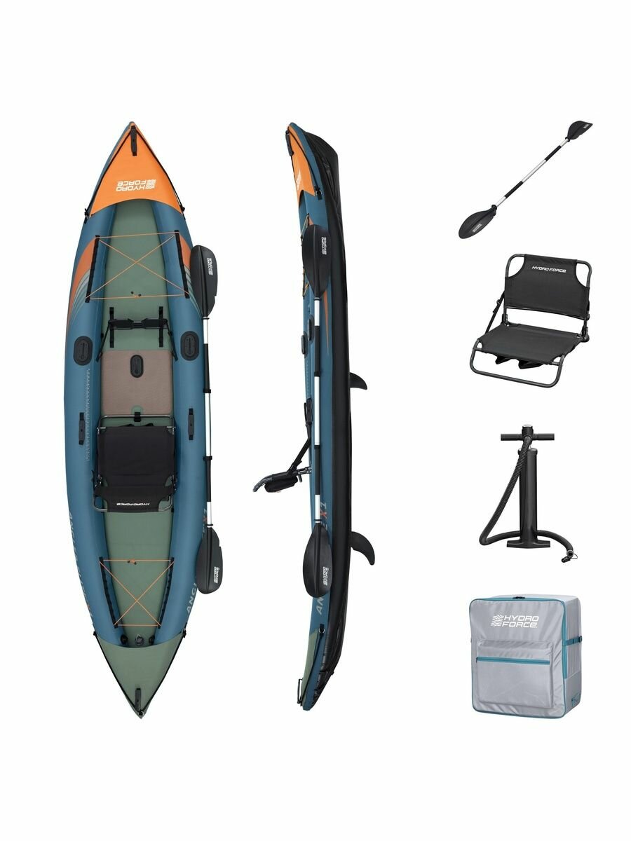 Байдарка Angler Elite X1 380х99см (ал. весла, руч. насос) Bestway 65197