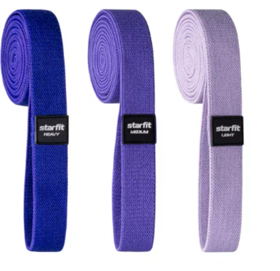 Эспандеры для кроссфита STARFIT ES-205 текстиль, фиолетовый, 3 шт.