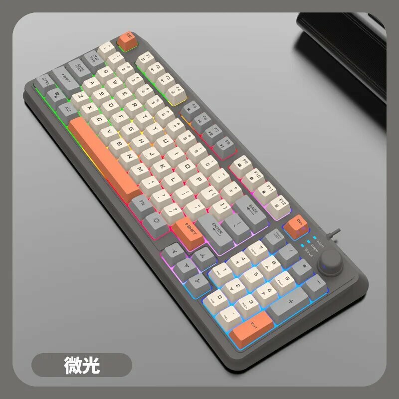 Проводная игровая мембранная клавиатура K82 94 клавиши RGB подсветка, Keyboard orange, Russian keyboard