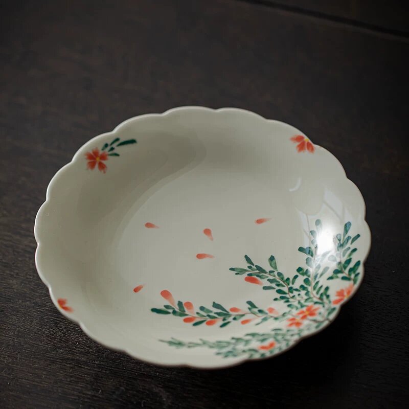 Чайник ручной росписи с цветком клематиса, маленький чайник, чаша с крышкой в форме тыквы, подставка для чайника,