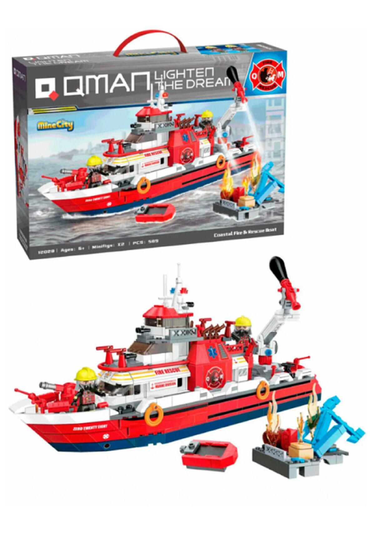Конструктор Qman "Пожарные спасатели", 589 элементов, от 6 лет