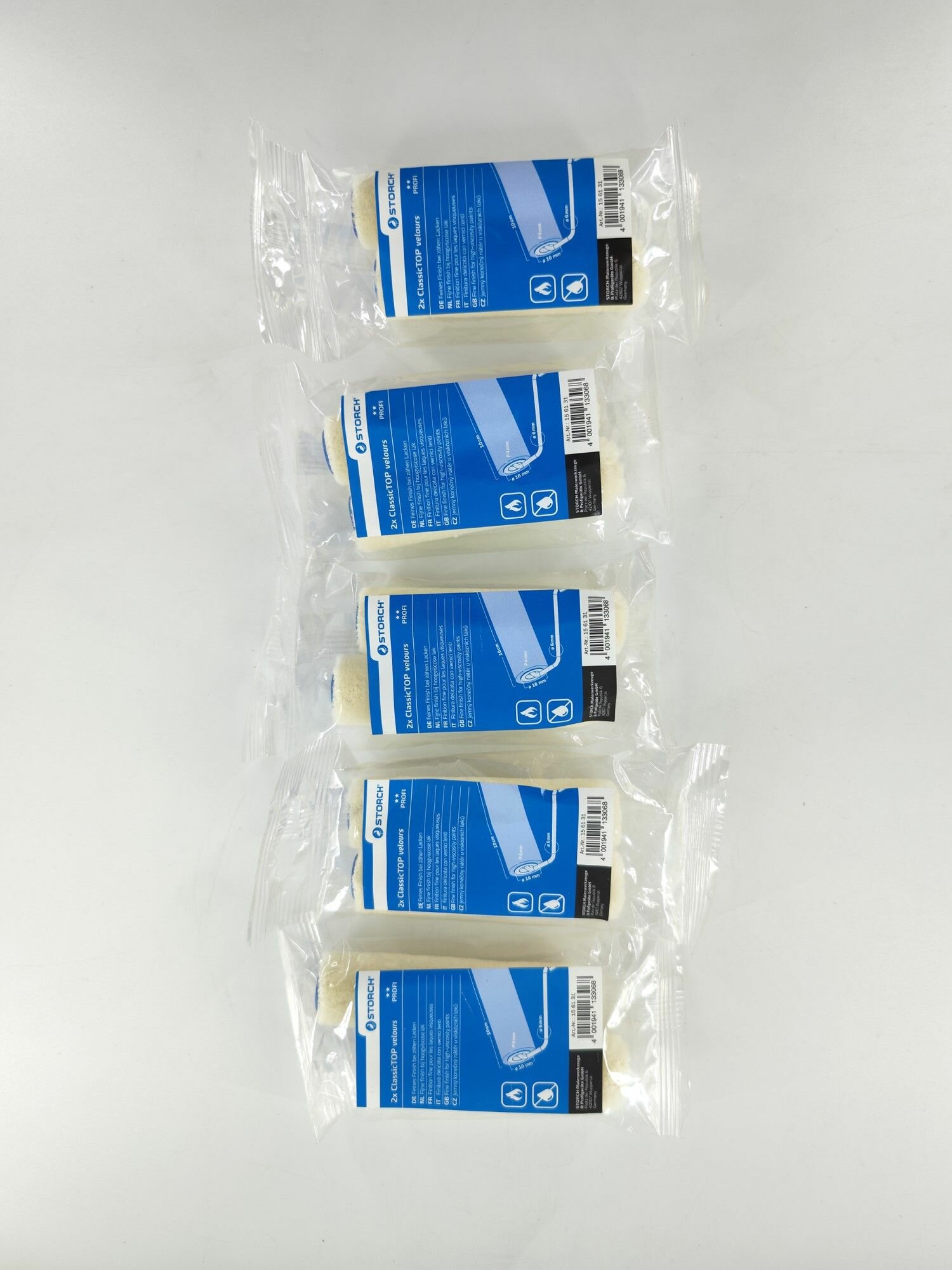 Набор из 10 мини-валиков велюровых Storch Profi Classic Top 156131 ворс 4мм (100*16*6мм)