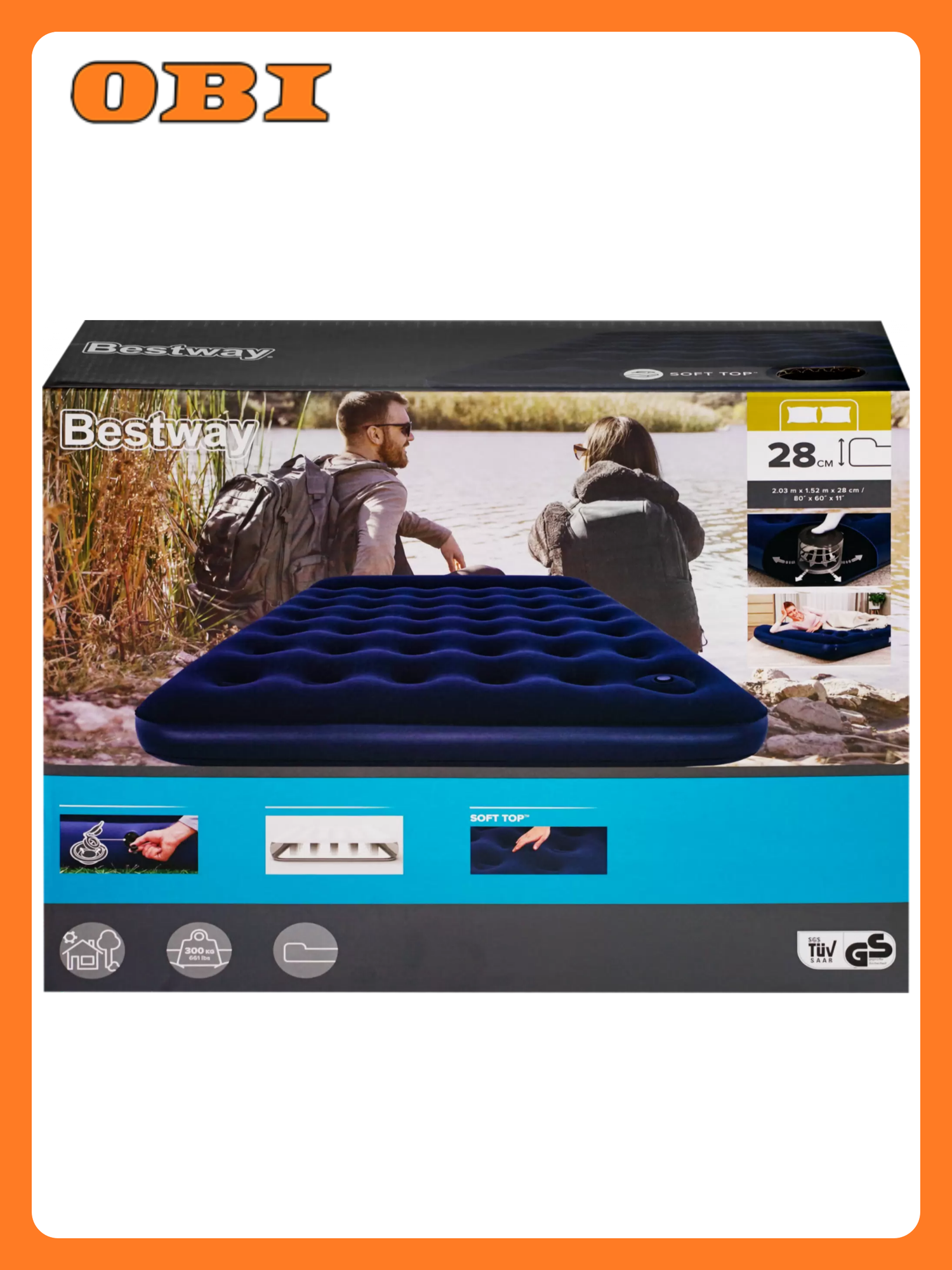 Матрас надувной Bestway Flocked Air Bed (Queen) 203x152x28 см