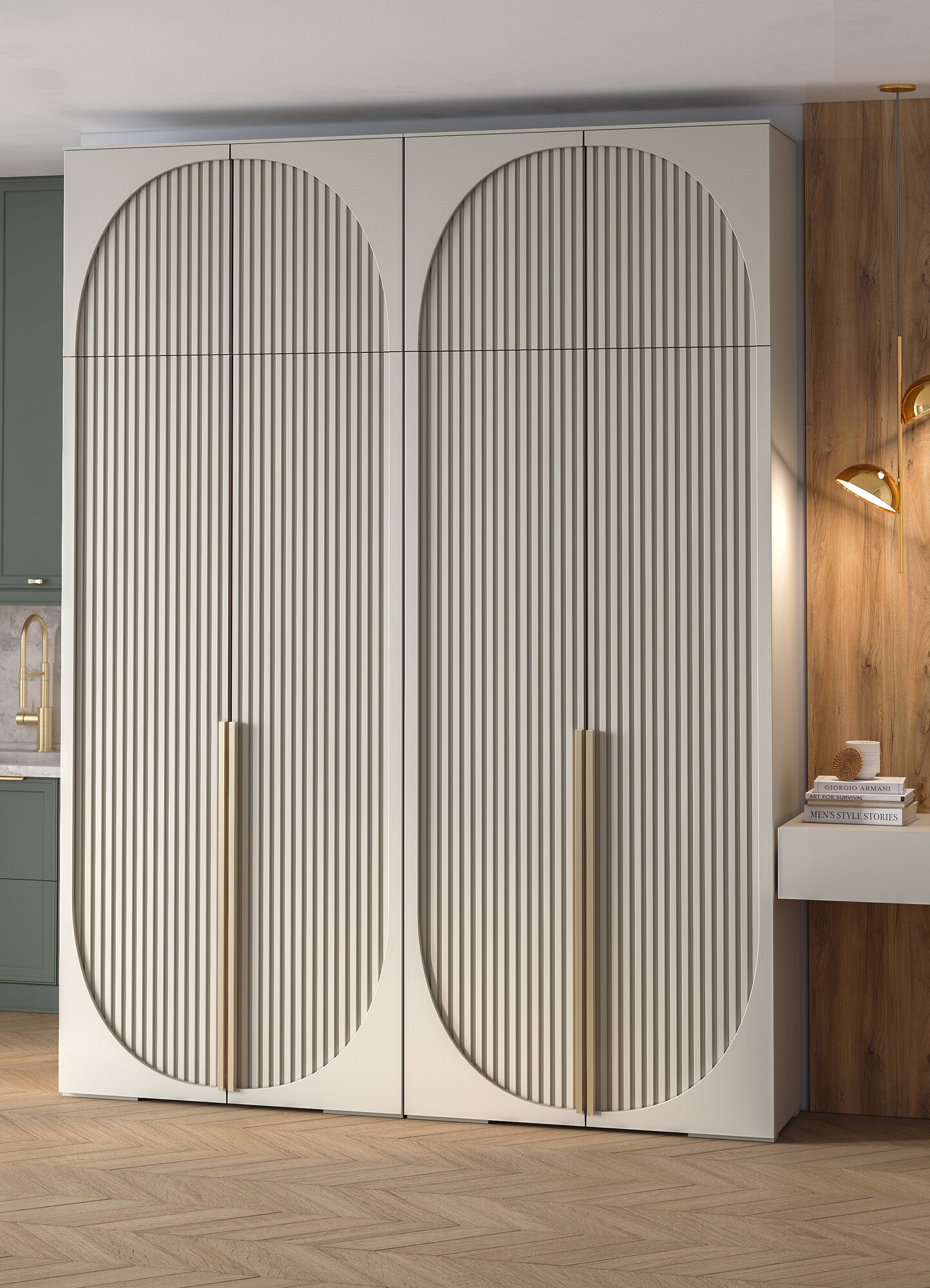 Шкаф распашной Брей-2 с антресолью Кашемир для одежды четырехдверный 180*300*50