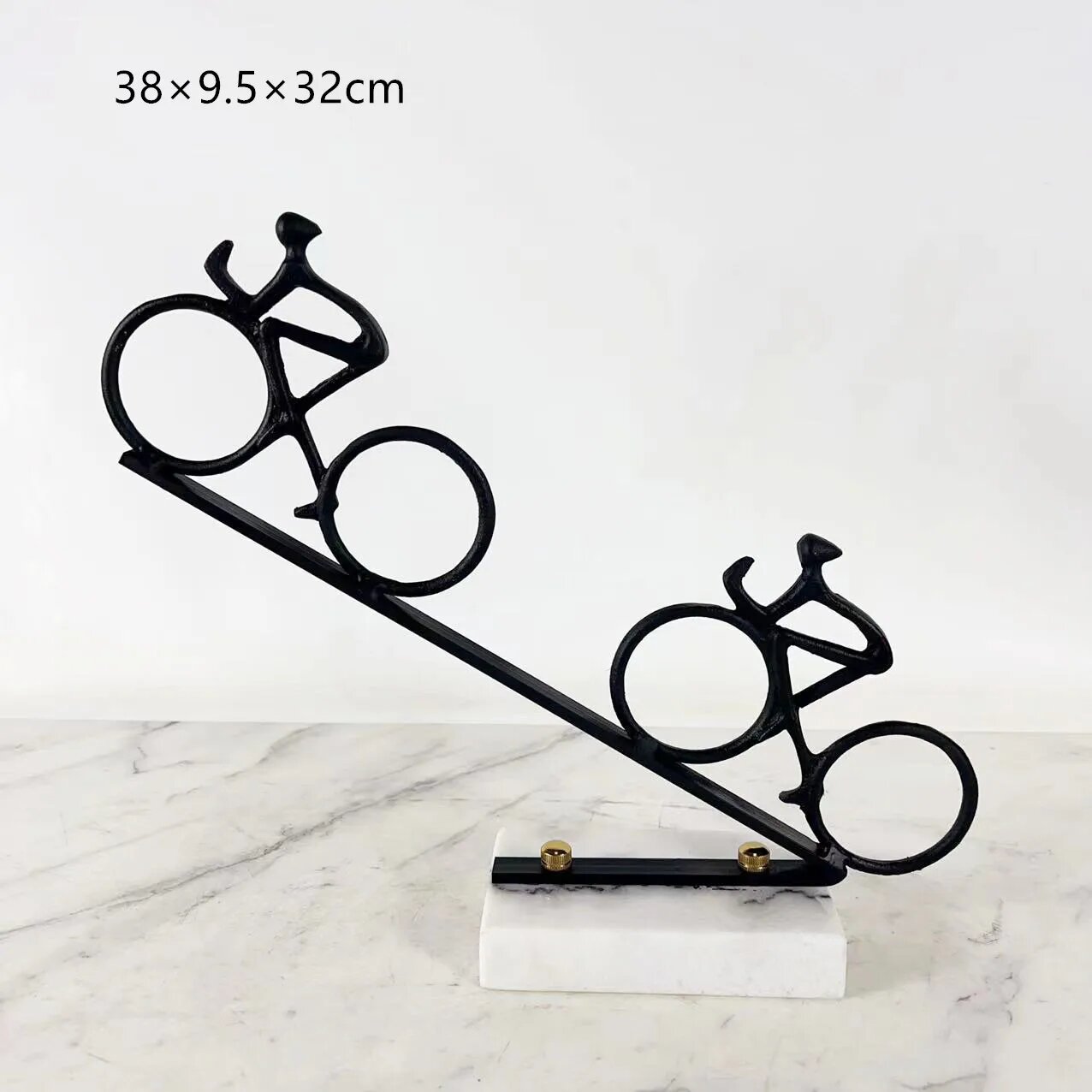 Статуэтка из металла и мрамора "Фигурки для езды на велосипеде" Black 38X9.5X32cm